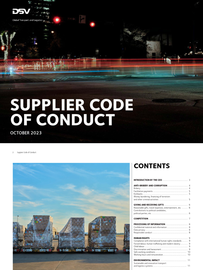 DSV Supplier Code of Conduct | PDF | Bribery | Corruption