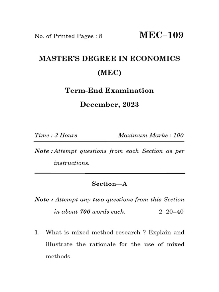MEC-109 Dec23 | PDF | Falsifiability | Principal Component Analysis