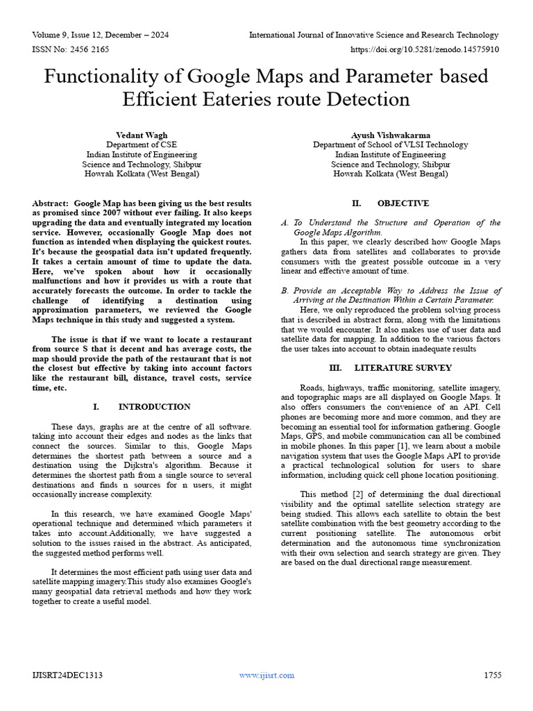 Functionality of Google Maps and Parameter-Based Efficient Eateries ...