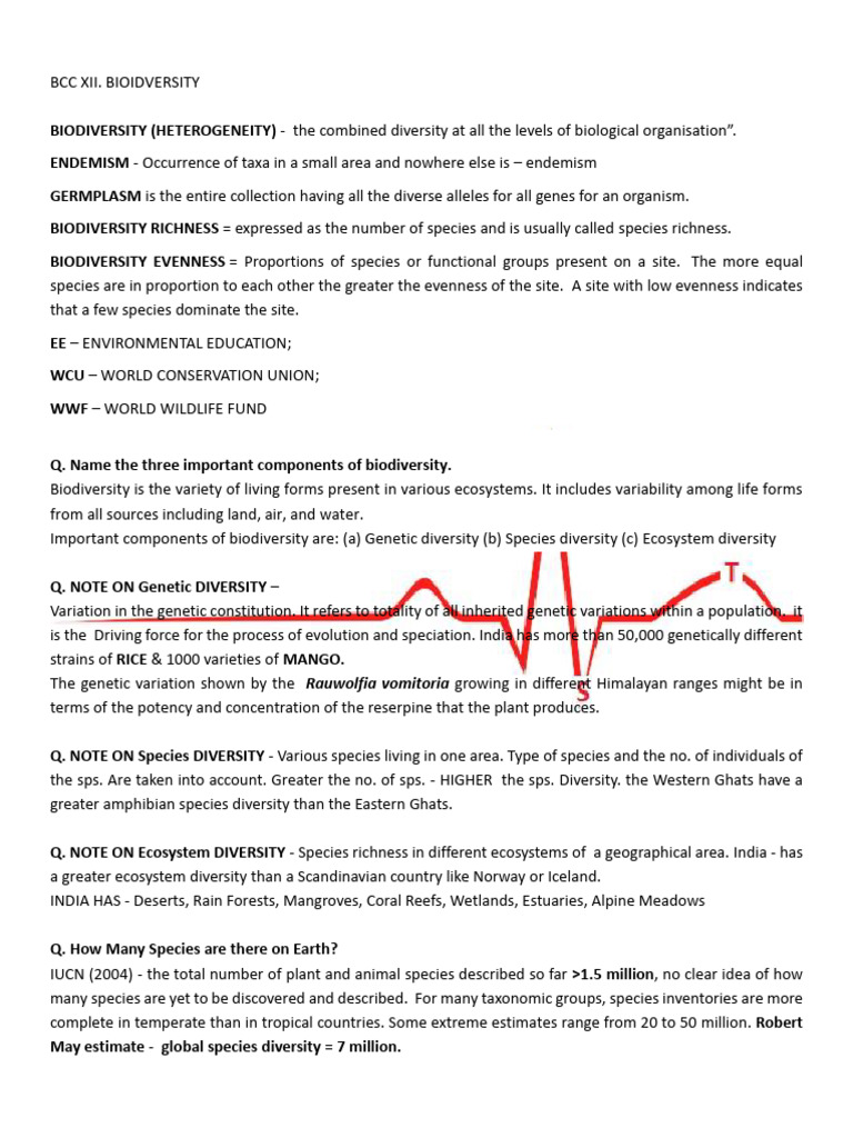 Biodiversity Notes 2020 | PDF | Biodiversity | Extinction