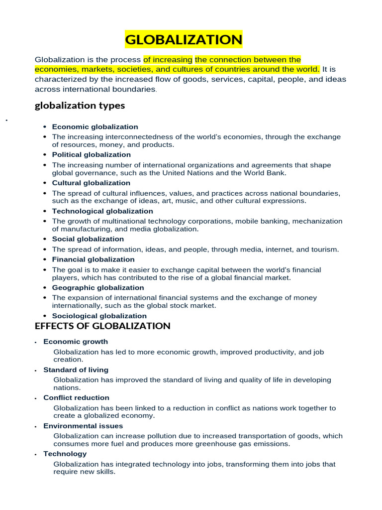 Globalization Basic Concept | PDF | Globalization | Habitat Destruction