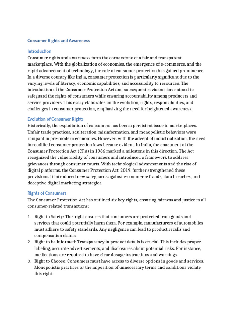 Consumer_Rights_and_Awareness_Final | PDF | Consumer Protection | E ...