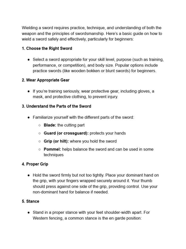 Beginner's Guide to Swordsmanship | PDF | Sword | Swordsmanship