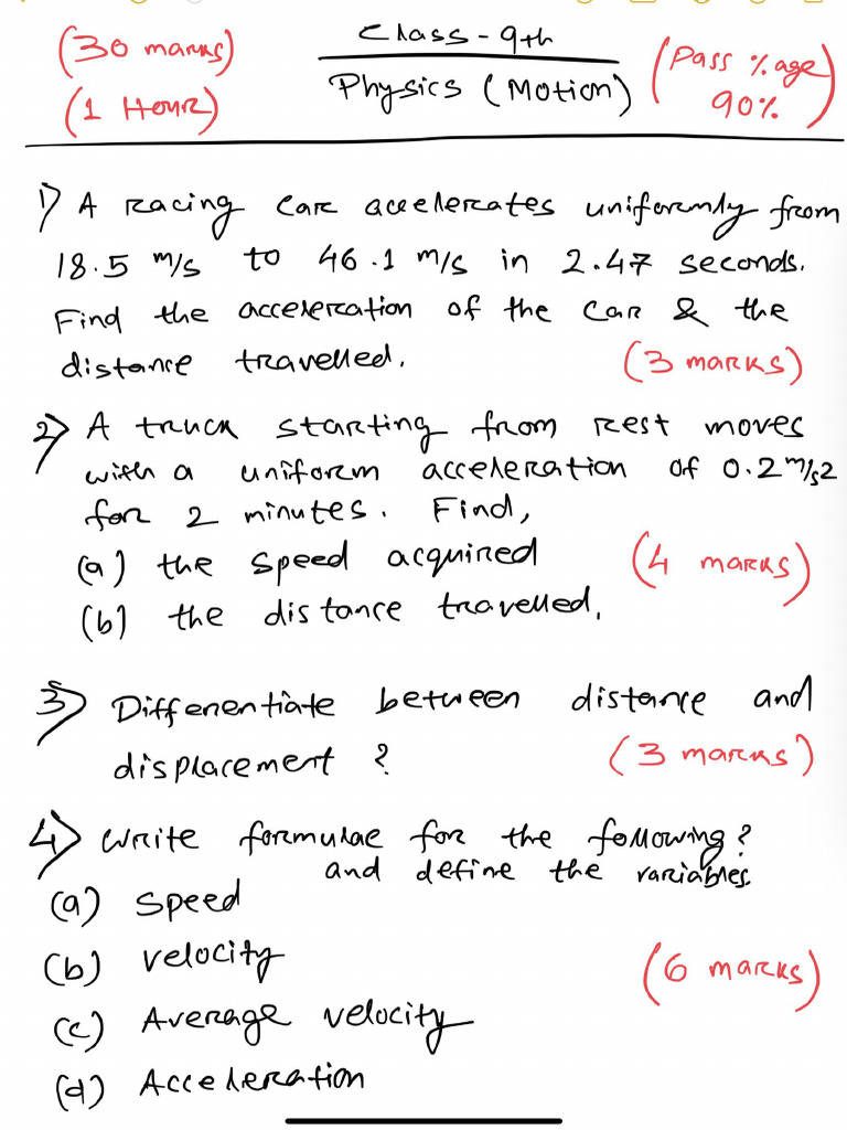 9th motion exam | PDF