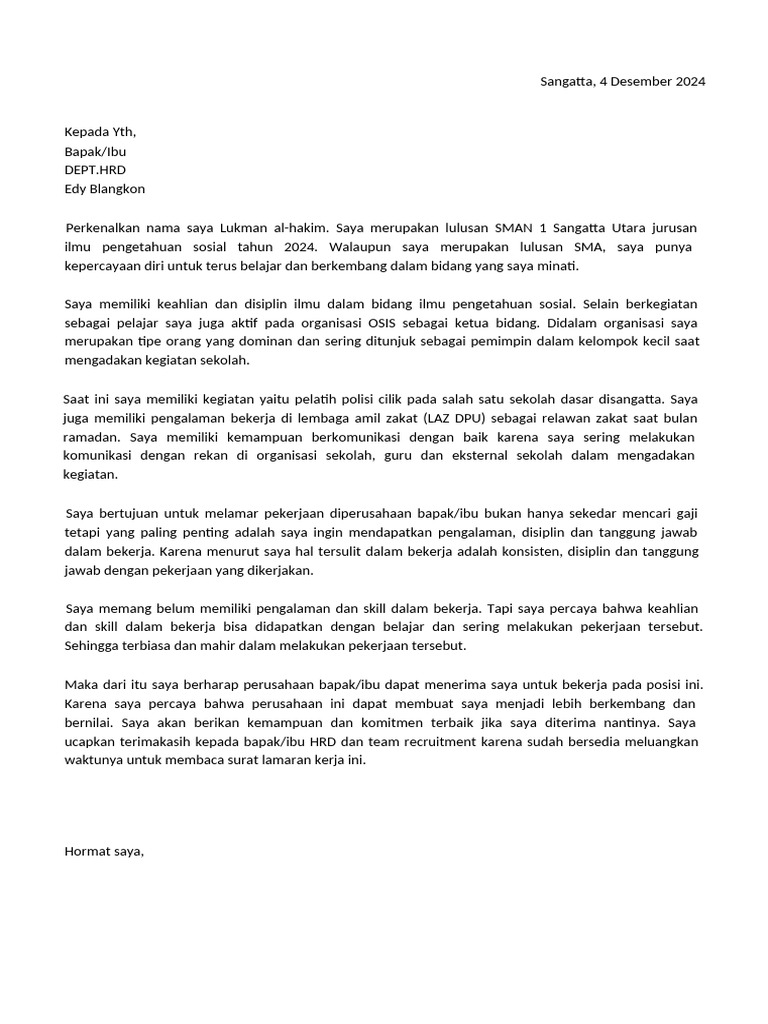 Surat Lamaran Kerja Lukman-1-1 | PDF