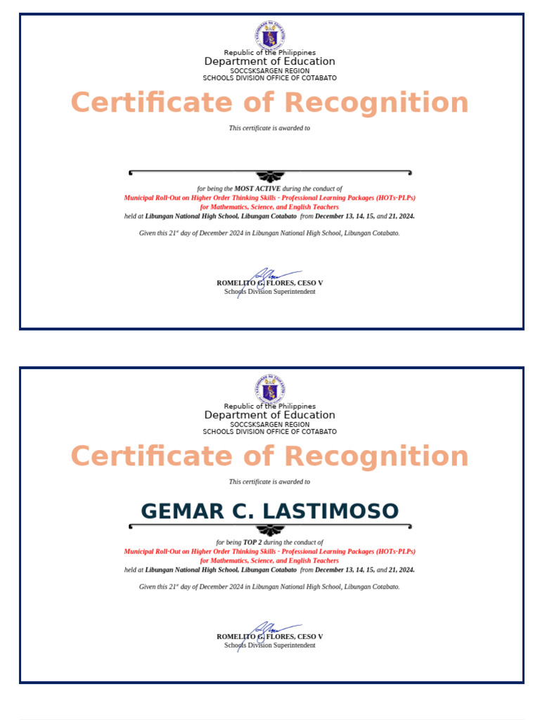 CERT-TOP | PDF | Philippines | Learning