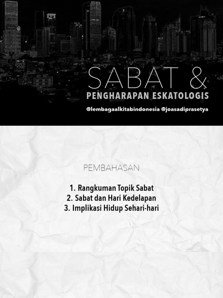 Sabat Dan Pengharapan Eskatologis | PDF