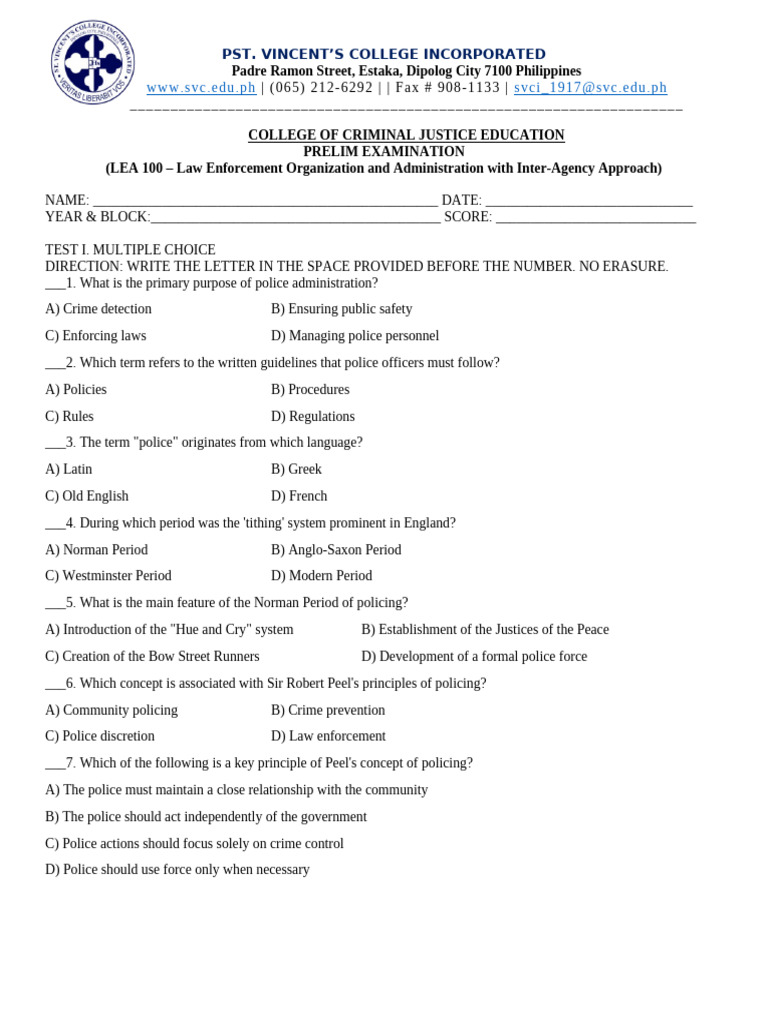 TEST Paper | PDF | Police | Crime & Violence
