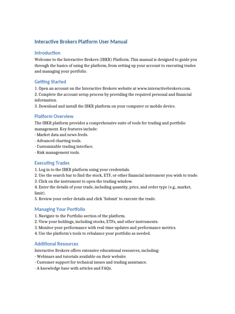 Interactive Brokers User Manual Guide | PDF