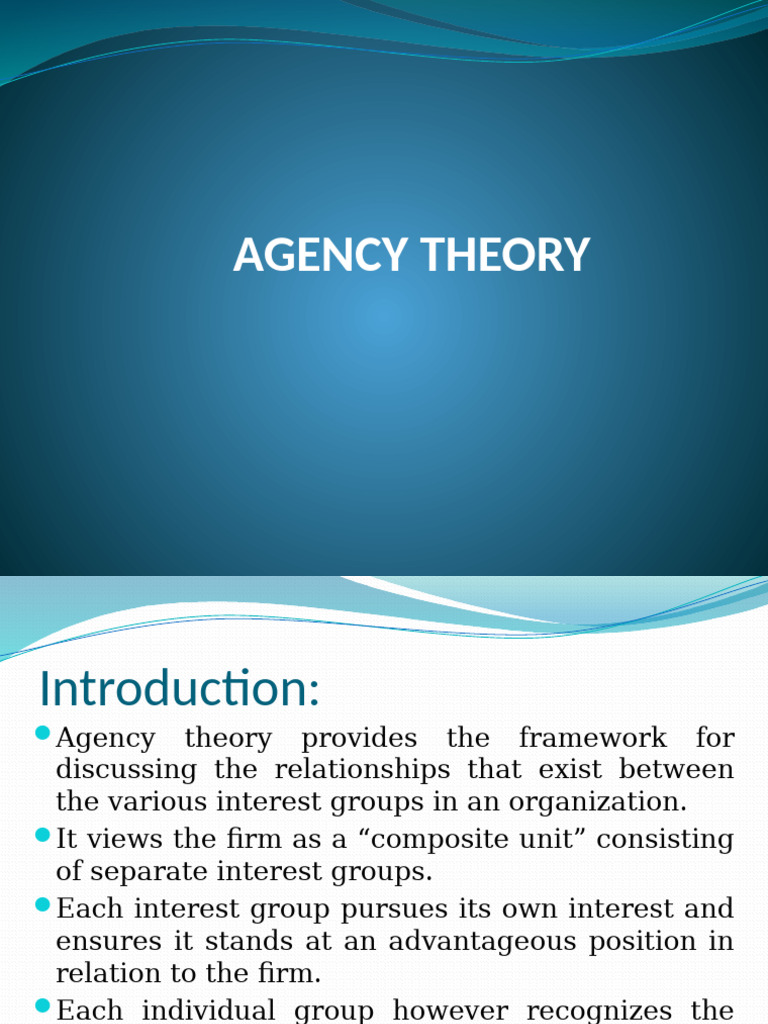 Agency Theory: Shareholders vs Managers | PDF | Equity (Finance) | Dividend
