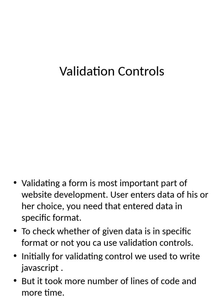 ASP.NET Validation Controls Guide | PDF | Data Type | Regular Expression