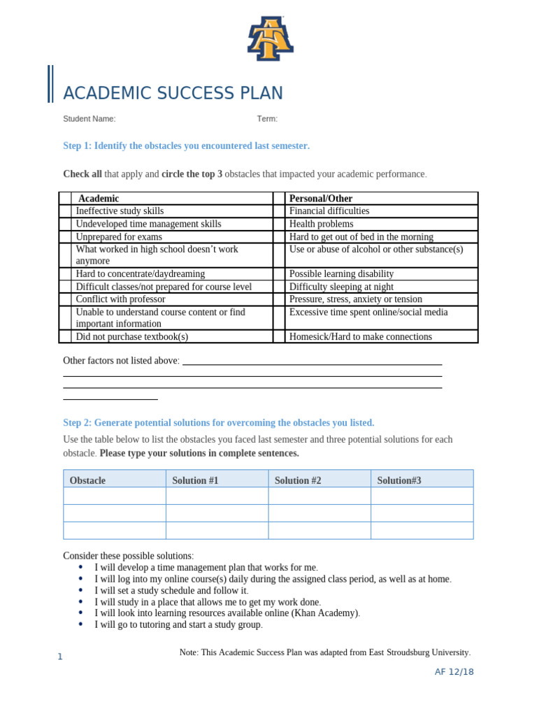 Student Success Plan 202420 | PDF | Goal | Behavior Modification