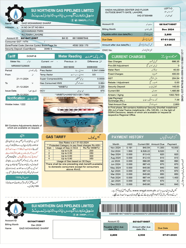 SNGPL - Web Bill | PDF | Money | Payments
