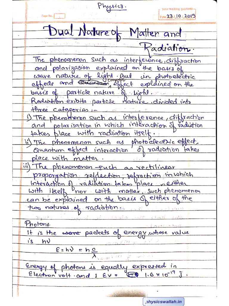 Class-12 Dual Nature of Radiation and Matter | PDF