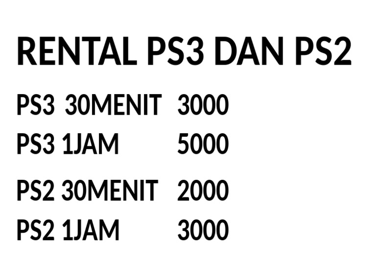 Rental Ps3 Dan Ps2 | PDF