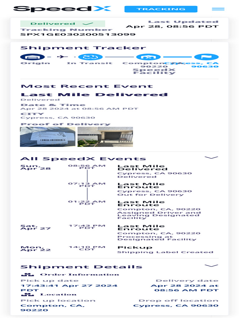 SpeedX Tracking | PDF