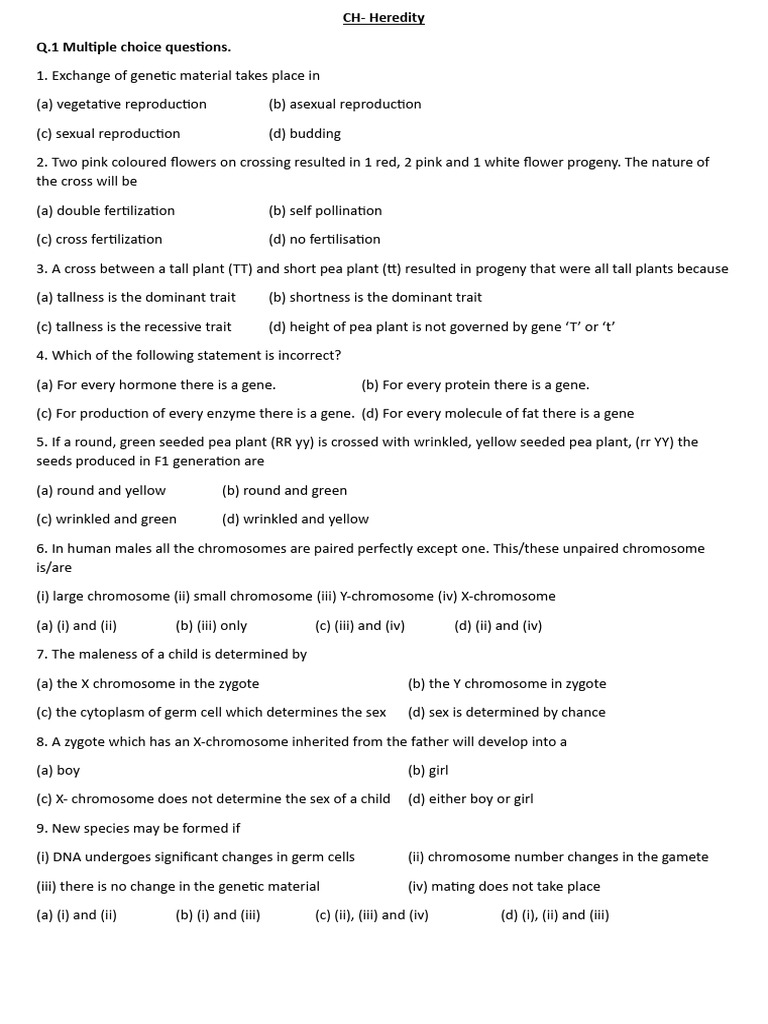 Biology Term-2 Revision Questions | PDF | Dominance (Genetics) | Biology