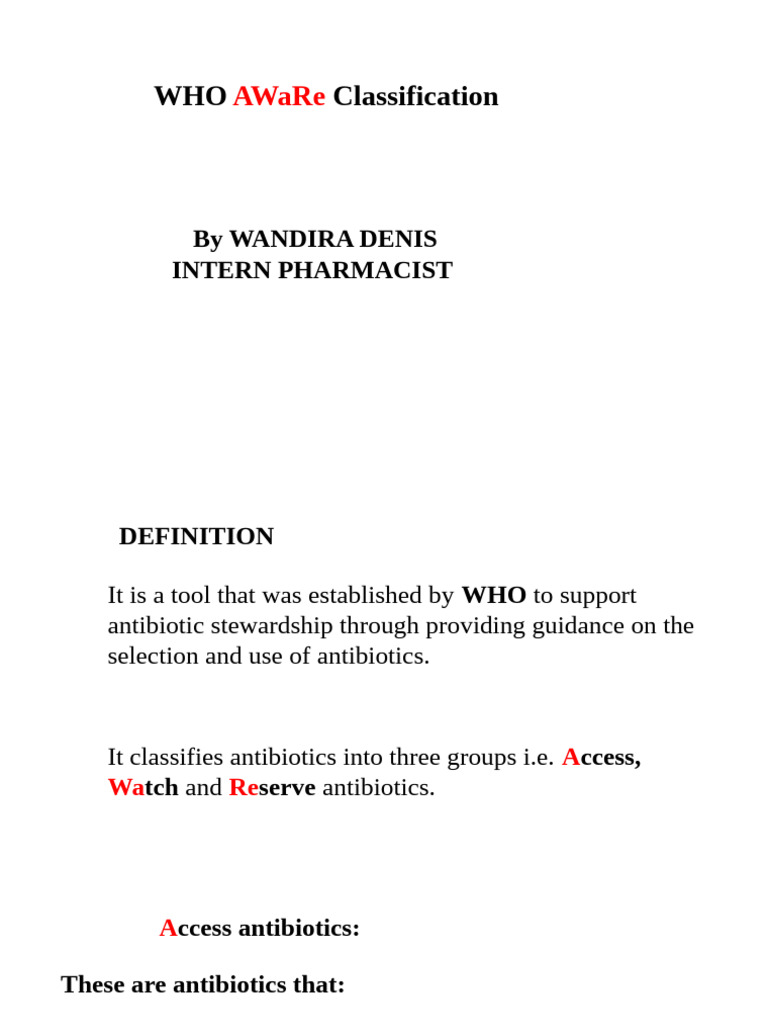 AWaRe Classification Ppt DENIS | PDF