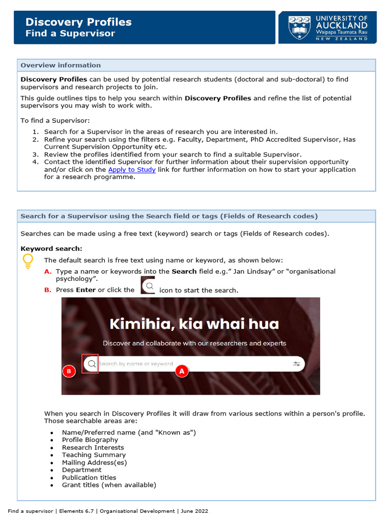Find a Supervisor Guide | PDF | Tag (Metadata) | Doctor Of Philosophy