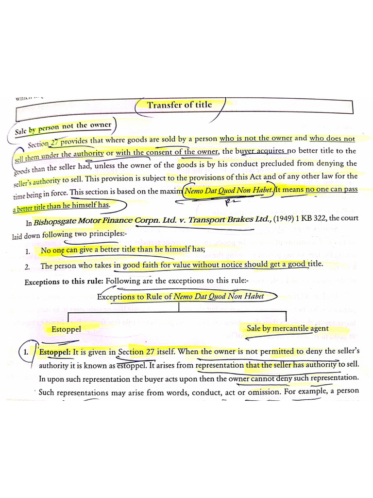 Nemo Dat Quod Non Habet and It's Exceptions | PDF