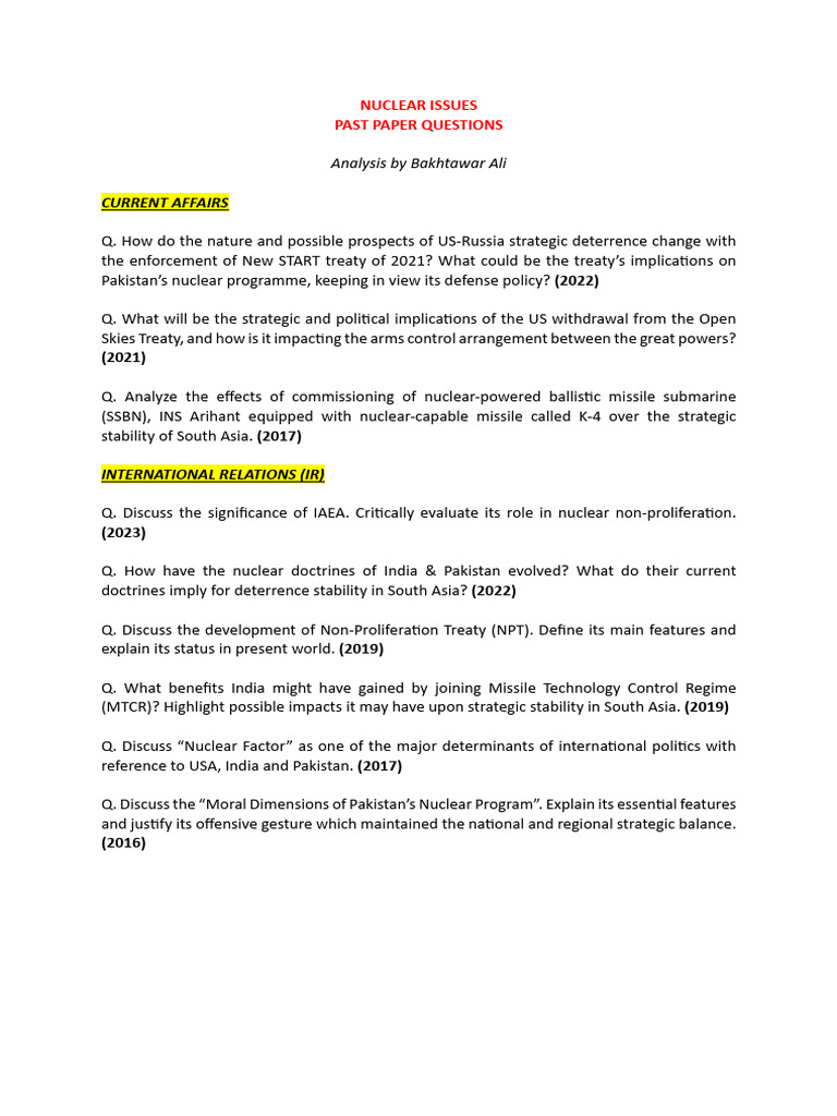 Past Paper Questions | PDF