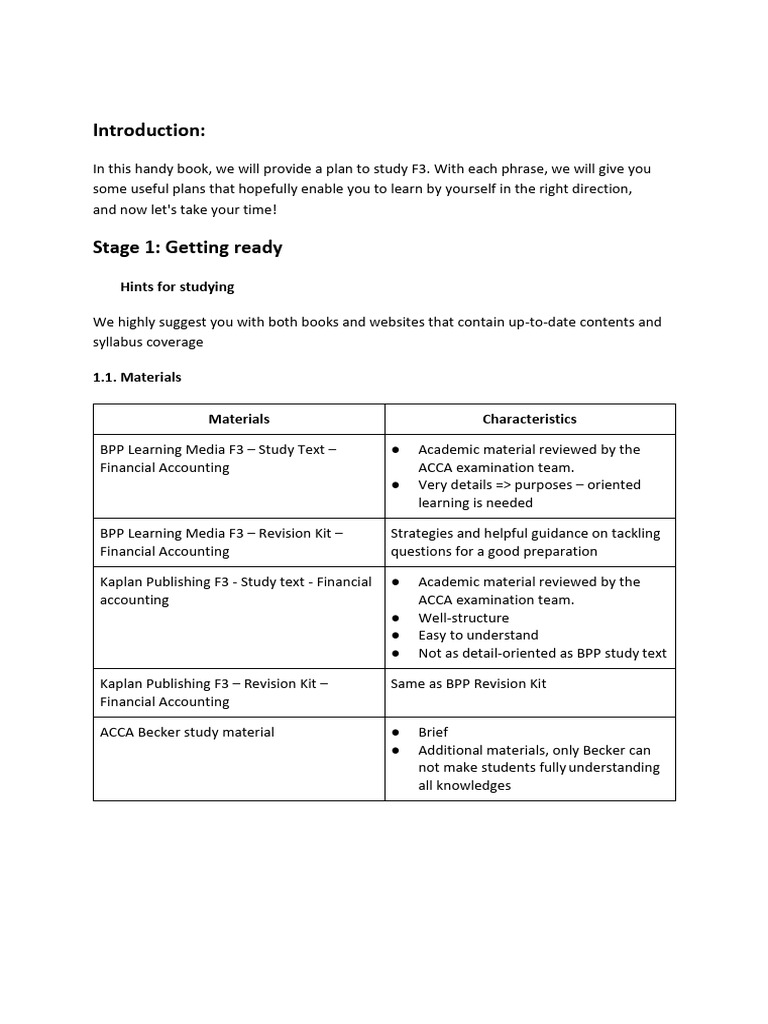 SAPP - ACCA - FA - Study Plan - 2024 | PDF | Accounting | Financial ...