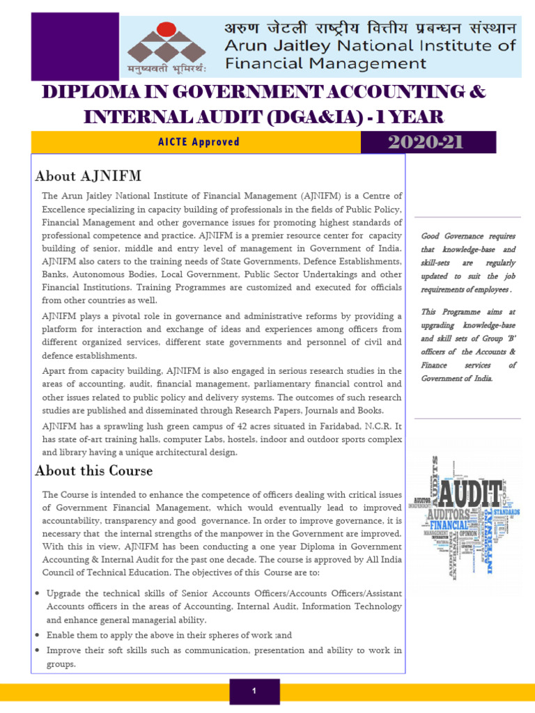 Brochure PGDGA&IA 2020-21 | PDF | Internal Audit | Audit