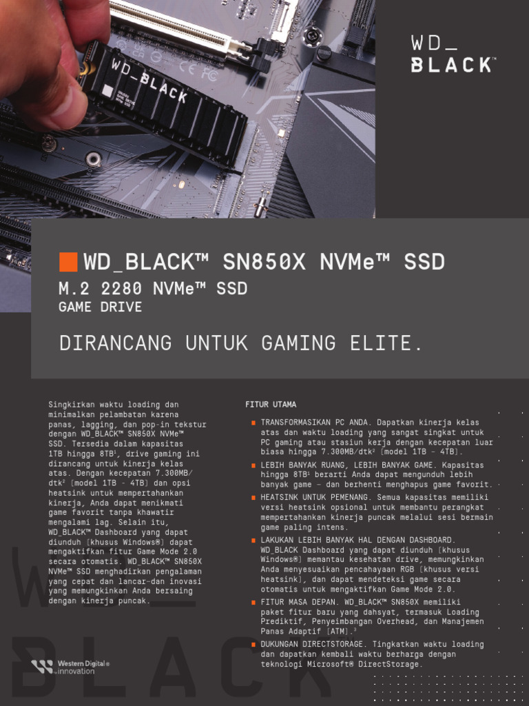 Data Sheet WD Black sn850x Nvme SSD | PDF
