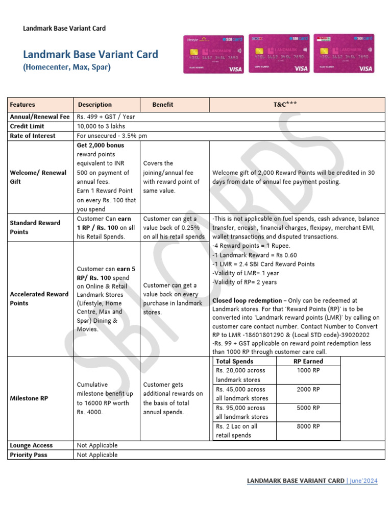 Landmark Card Benefits & Fees | PDF | Credit Card | Loyalty Program