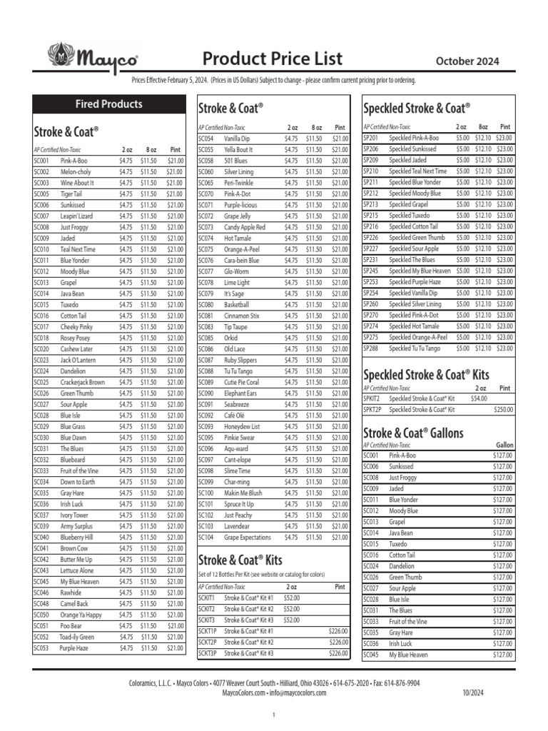 2024 10 Product Pricelist | PDF