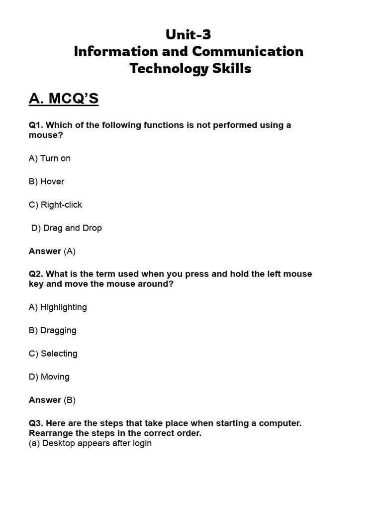 Class 10 ICT Skills: Key Concepts and Q&A | PDF | Computer File ...