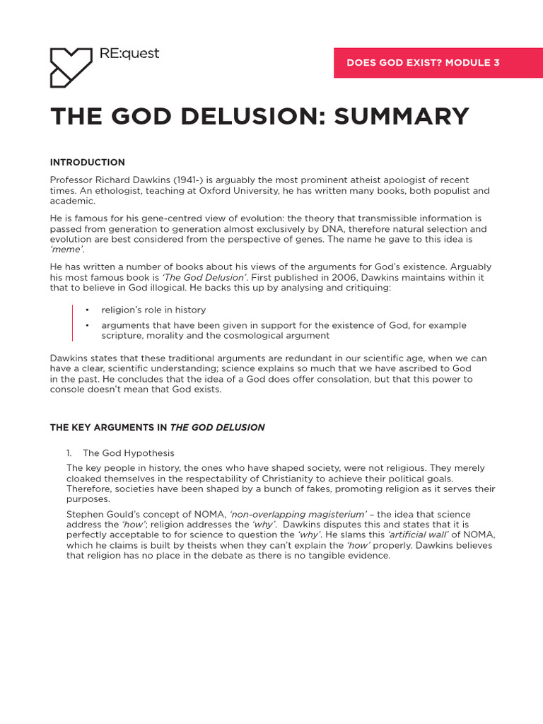 DGE3 The God Delusion A Summary v2 | PDF | Existence Of God | God