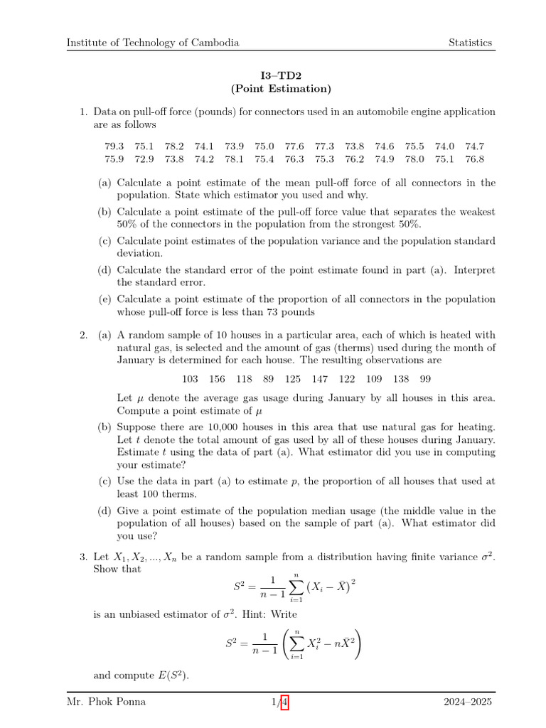 TD2 | PDF | Estimator | Bias Of An Estimator