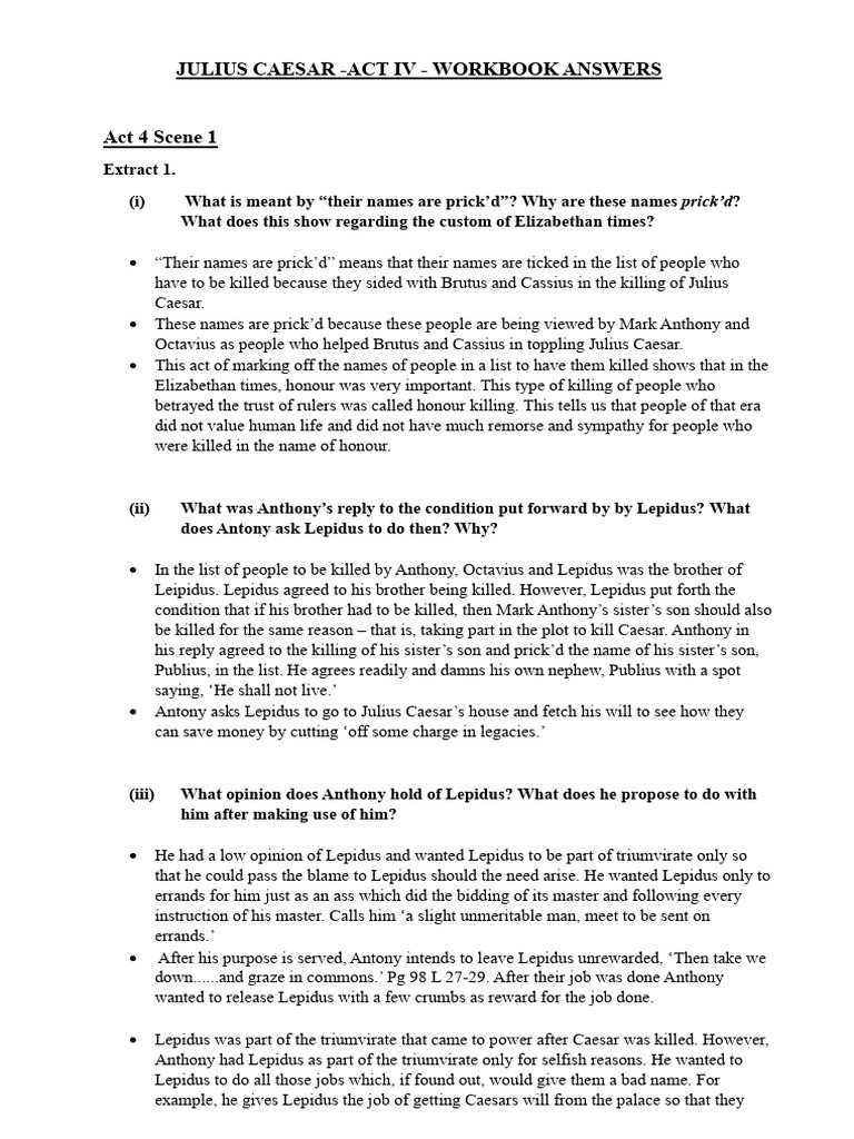 Julius Ceaser Act IV | PDF | Mark Antony | Augustus