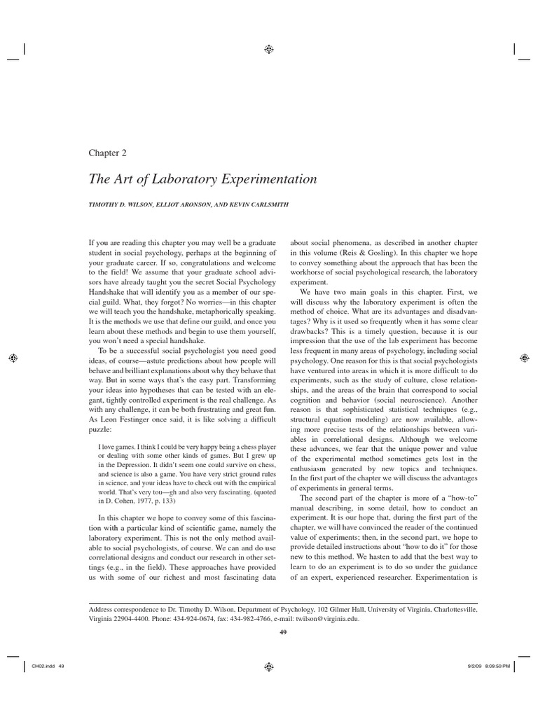 Wilson et al. 2010 The Art of Laboratory Experimentation | PDF | Validity (Statistics) | Experiment
