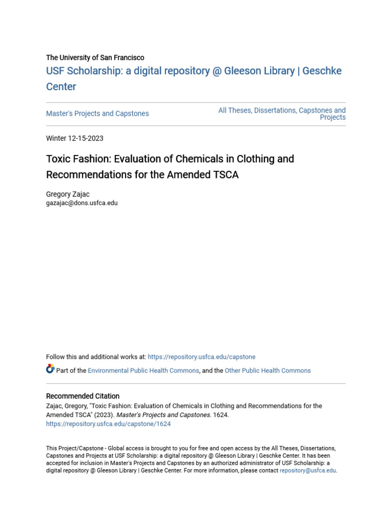 Toxic Fashion: Chemicals in Clothing Analysis | PDF | Textiles | Risk