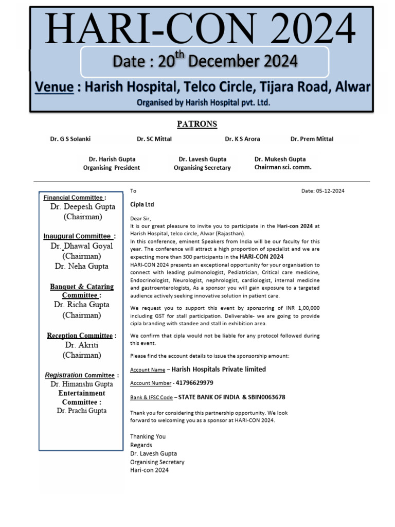 Cipla Request Letter Final | PDF | Health Care | Medicine