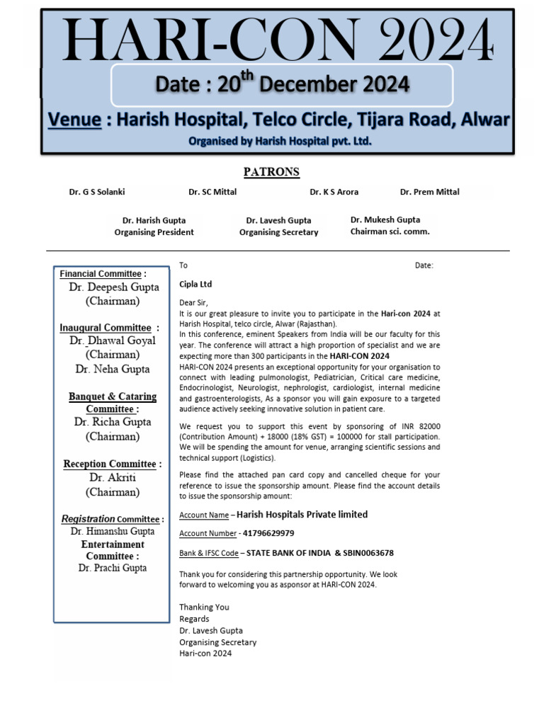 Cipla request letter 1 | PDF | Medical Specialties | Clinical Medicine