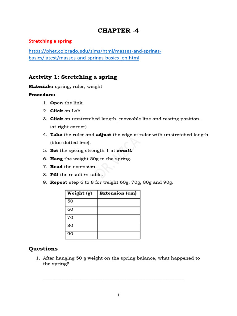 Spring Stretching and Circuit Basics | PDF | Switch | Electricity