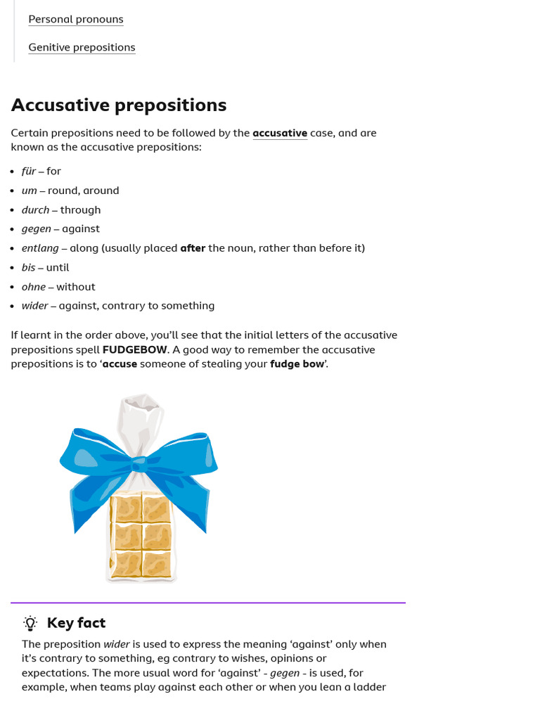 Accusative prepositions - Prepositions - GCSE German Revision - BBC ...