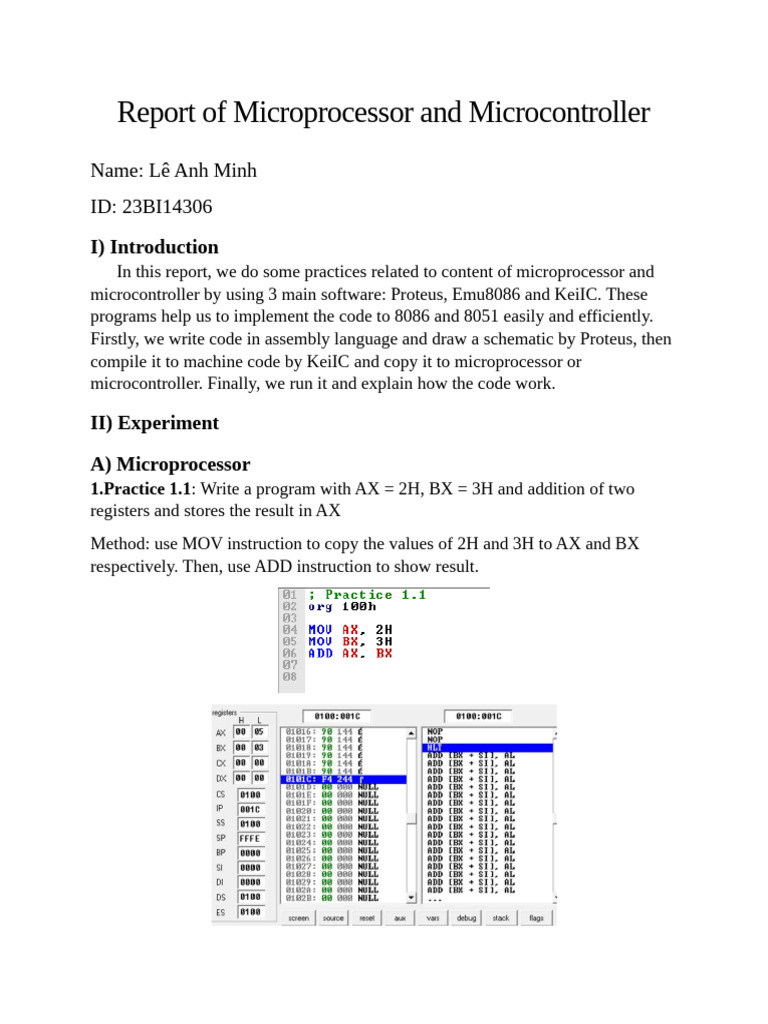 23BI14306-Lê Anh Minh-Report of Microprocessor and Microcontroller | PDF | Pointer (Computer ...