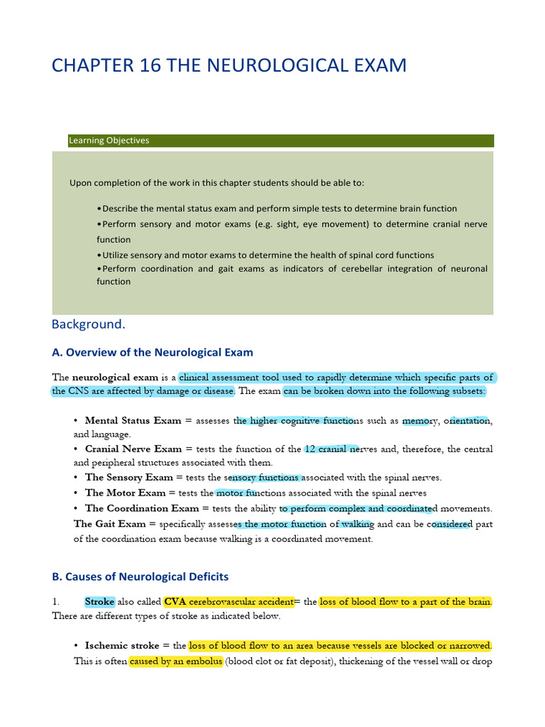 Neurological Exam Overview and Techniques | PDF | Ear | Cerebellum