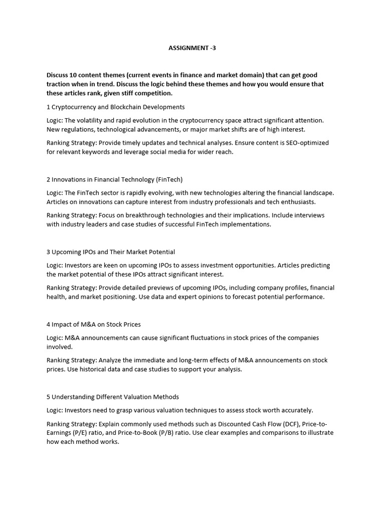 ASSIGNMENT 3 | PDF | Investing | Valuation (Finance)