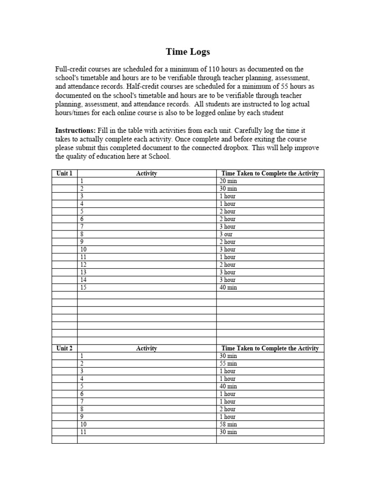 Time Log Sheet-15 | PDF