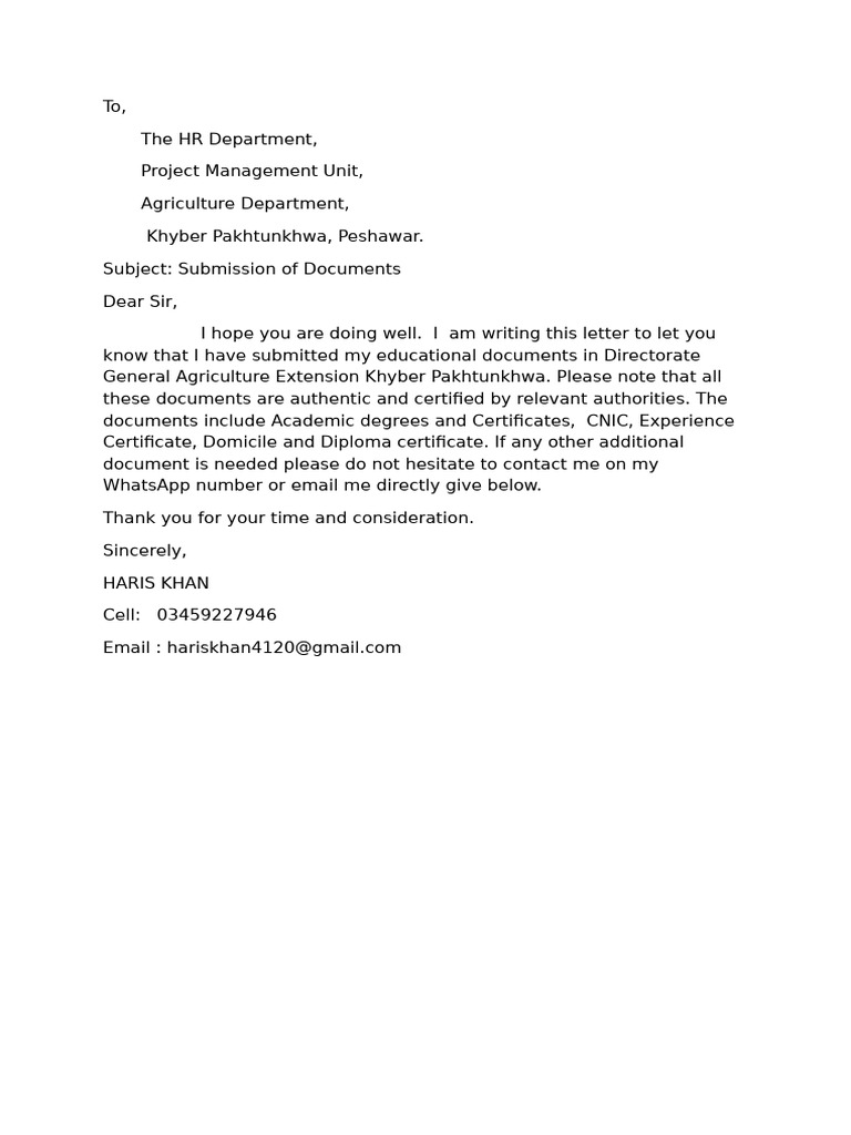 Application For Documents Submission. | PDF