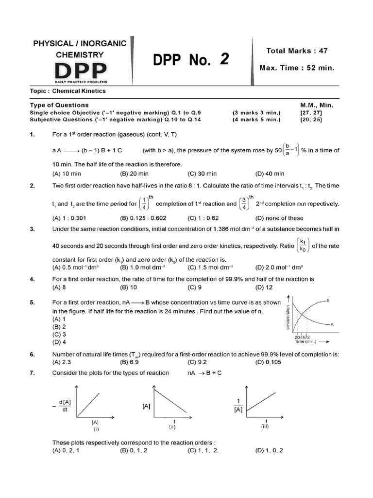 (Chemical Kinetics) DPP 2 | PDF