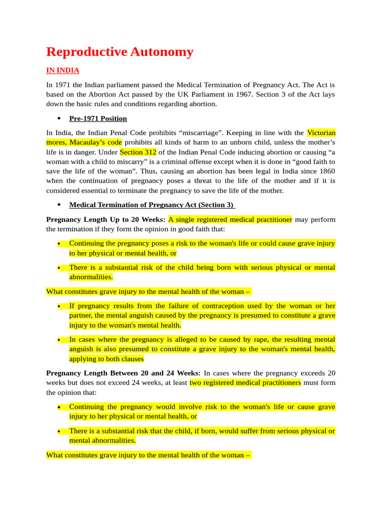 Reproductive Autonomy | PDF | Planned Parenthood V. Casey | Abortion In ...