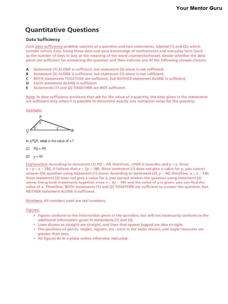 GMAT Quant Sample Paper 3 With Answers | PDF