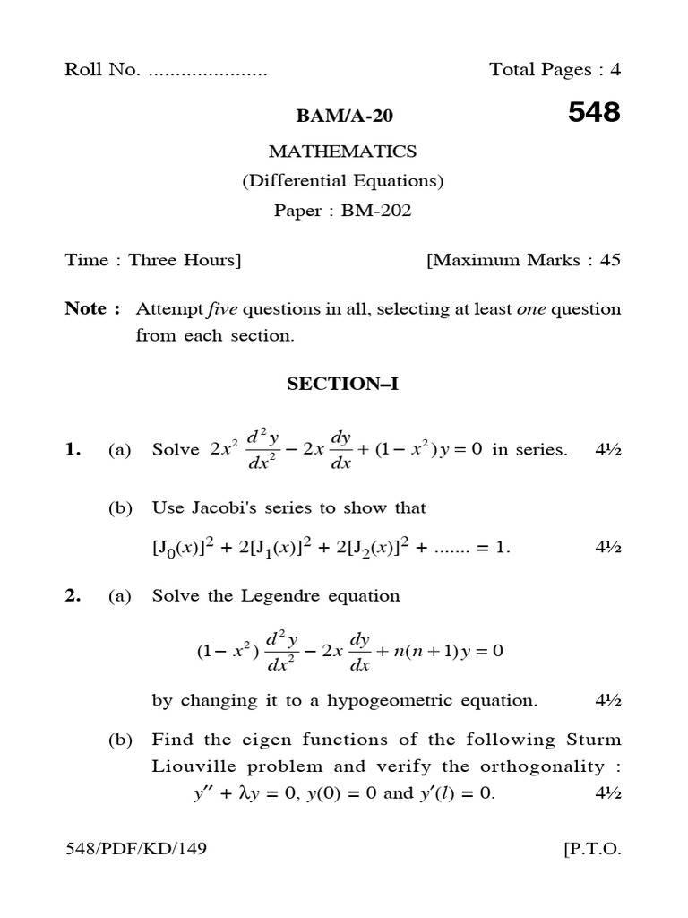 bsc-part-2-mathematics-differential-equations-548-2020 | PDF | Mathematical Analysis ...