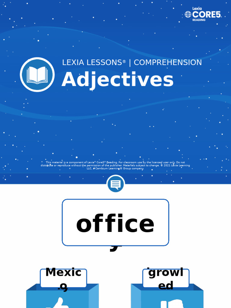 Lexia Lesson - Adjectives | PDF